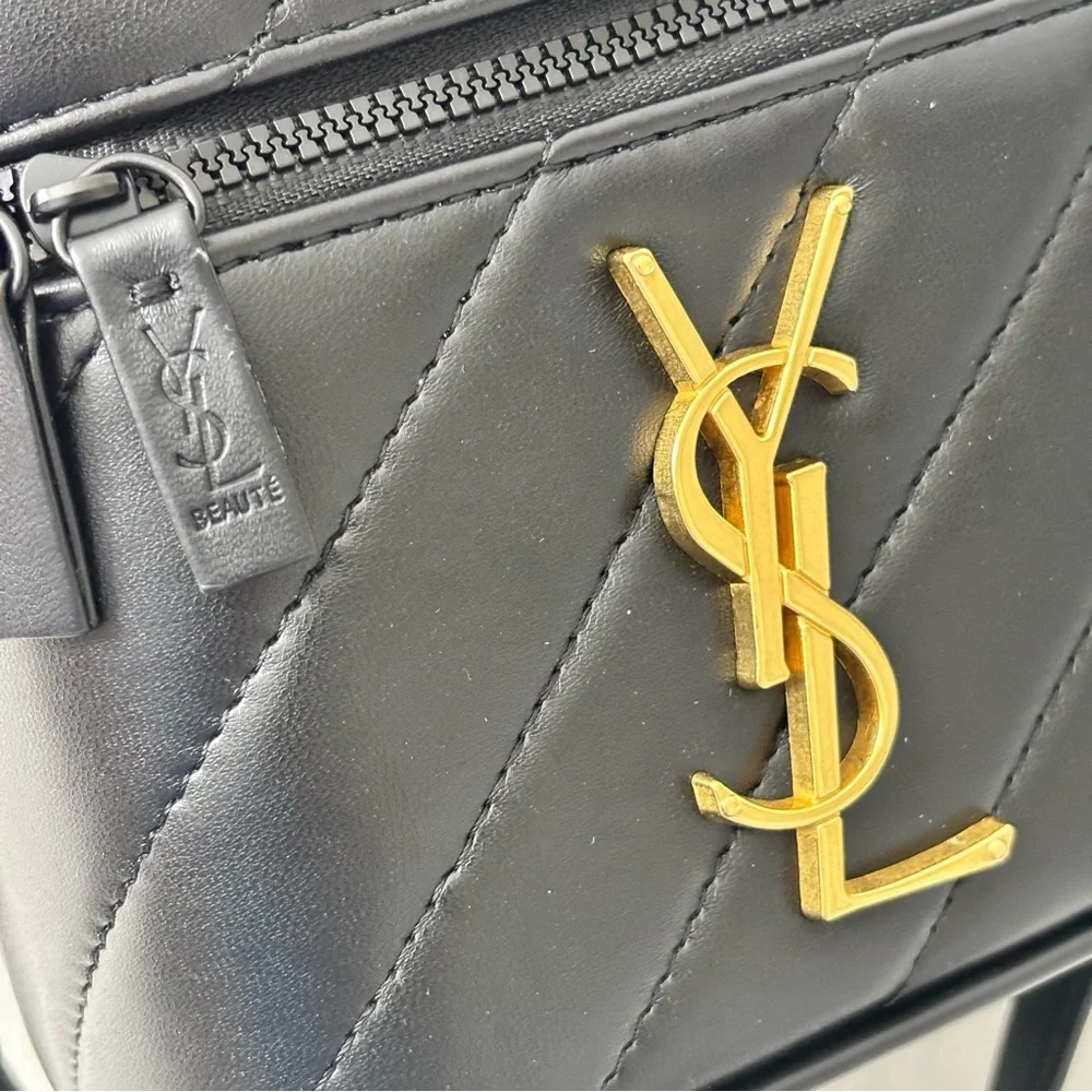 Yves Saint Laurent | Bags | Ysl Beaute Vip Novelty Black Gold Quilted ...